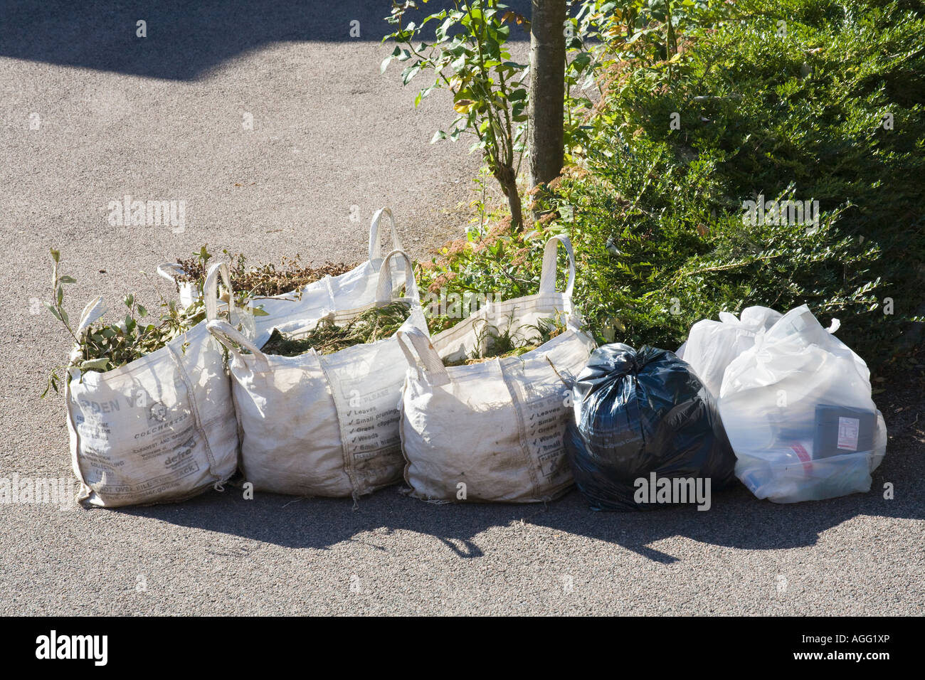 REFUSE SACKS WITH RECYCLE PLASTIC BAGS AND GARDEN CLIPPINGS ALL ...