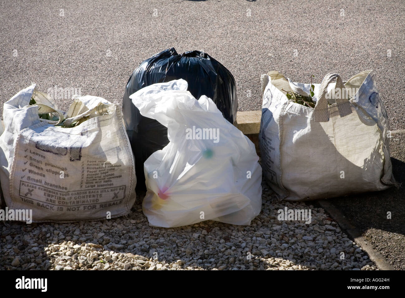 REFUSE SACKS WITH RECYCLE PLASTIC BAGS AND GARDEN CLIPPINGS ALL ...