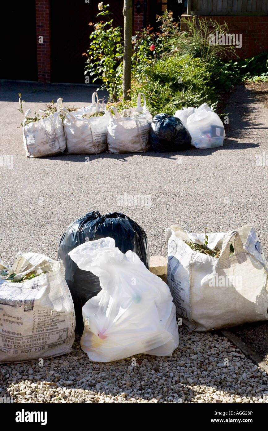 REFUSE SACKS WITH RECYCLE PLASTIC BAGS AND GARDEN CLIPPINGS ALL ...