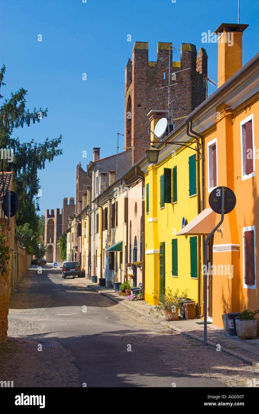 Houses built into the walls of the Ancient Italian Walled Town of ...