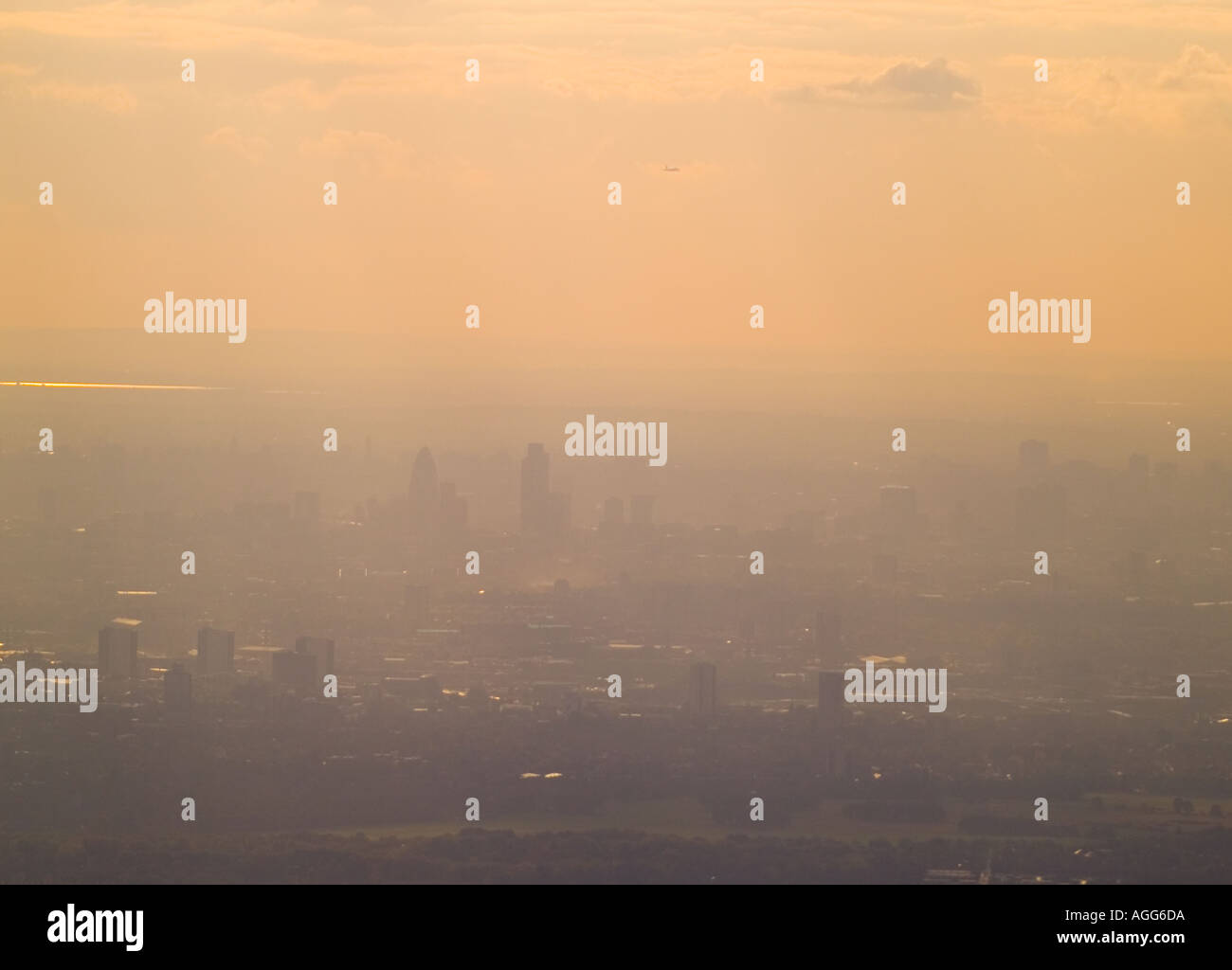 Aerial view of the City of London in the late evening Stock Photo - Alamy