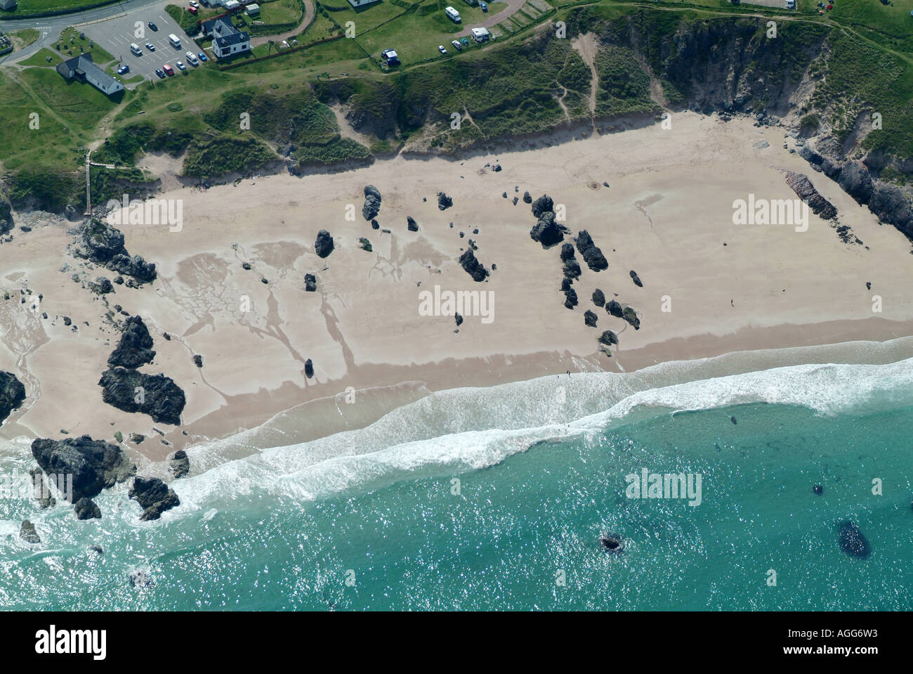 Aerial view of the Beach at Durness, Sutherland, Northern Scotland ...