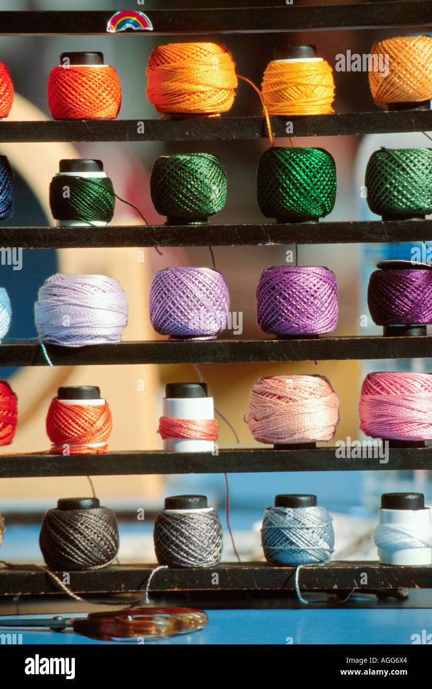 sewing thread in various colours Stock Photo - Alamy