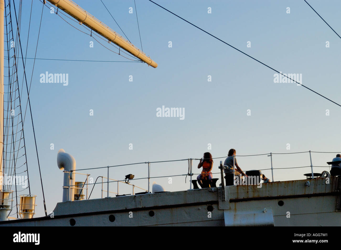 detail of main tourist attraction - the historic ship Af Chapman (with ...