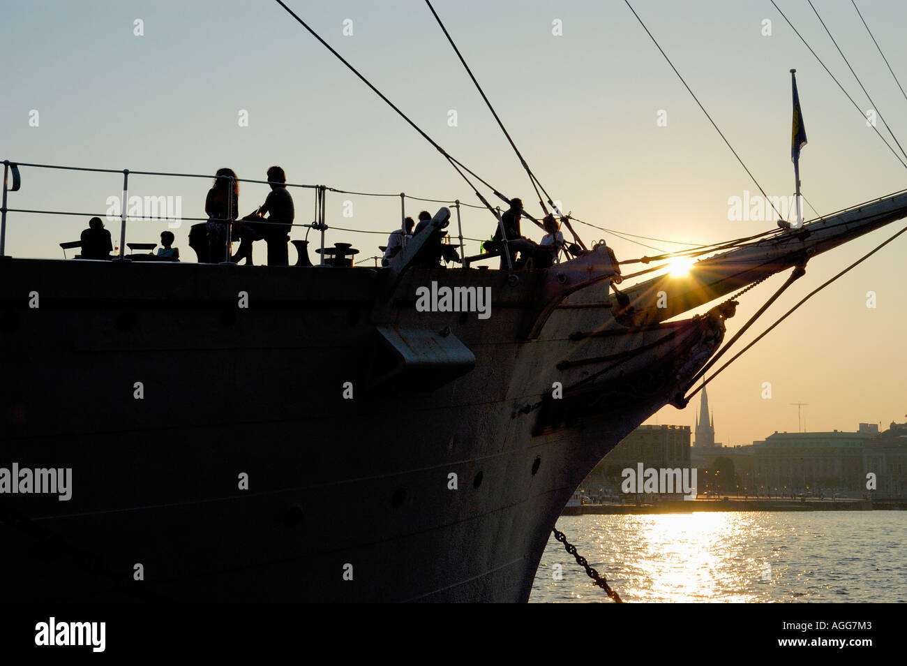 detail of main tourist attraction - the historic ship Af Chapman (with ...