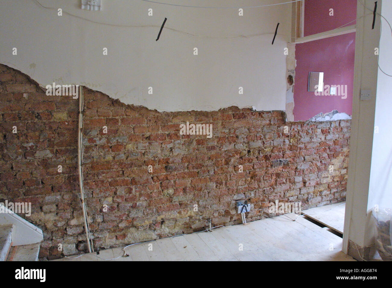House repairs after finding damp and dry rot Stock Photo - Alamy