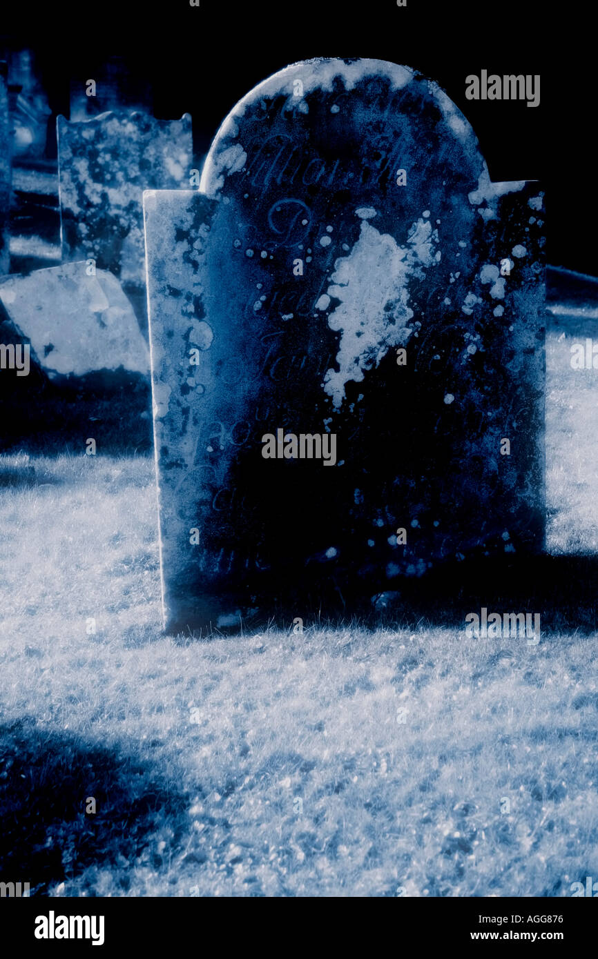 Scary graveyard gravestones blue hi-res stock photography and images ...