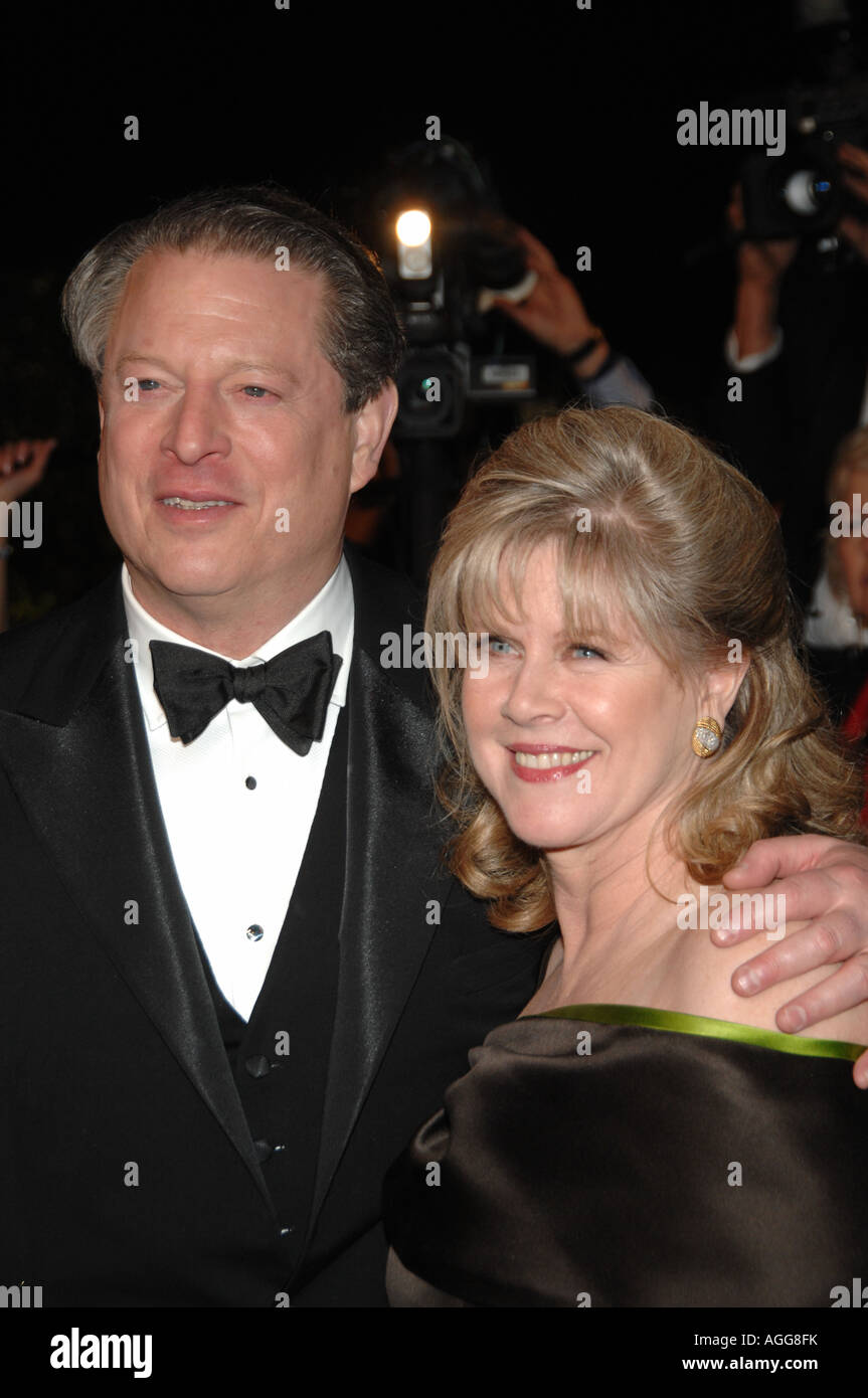Democrat Al Gore and wife Tipper at the 2007 Vanity Fair Oscar Party at ...