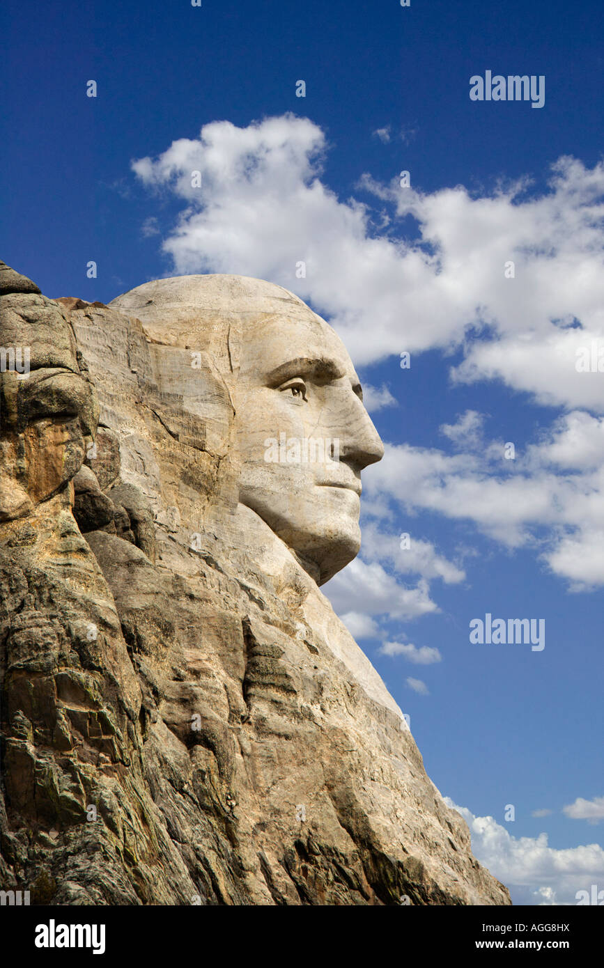Profile of George Washington carving at Mount Rushmore National ...