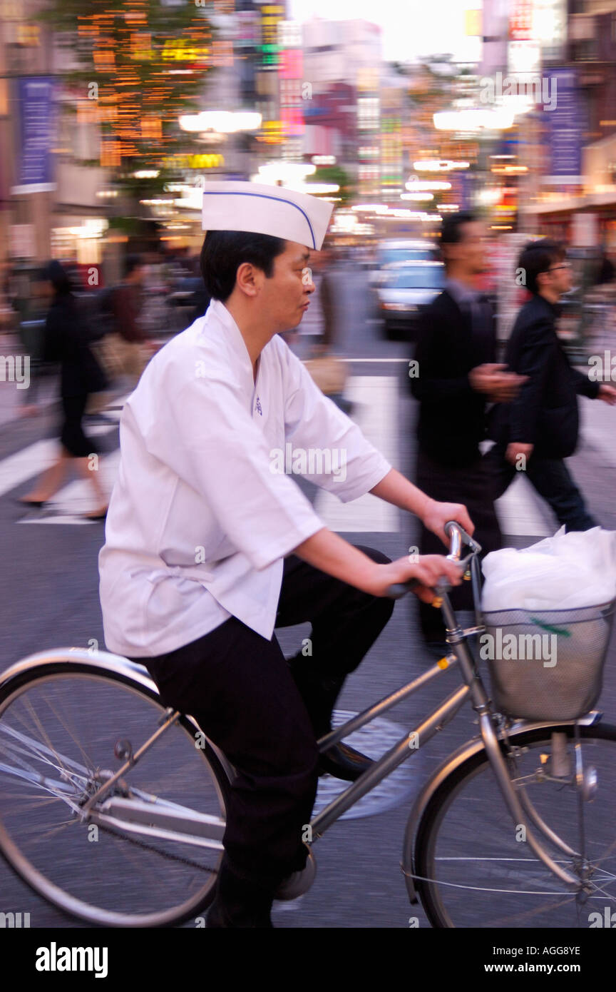 chef on bicycle, Tokyo, Japan Stock Photo - Alamy