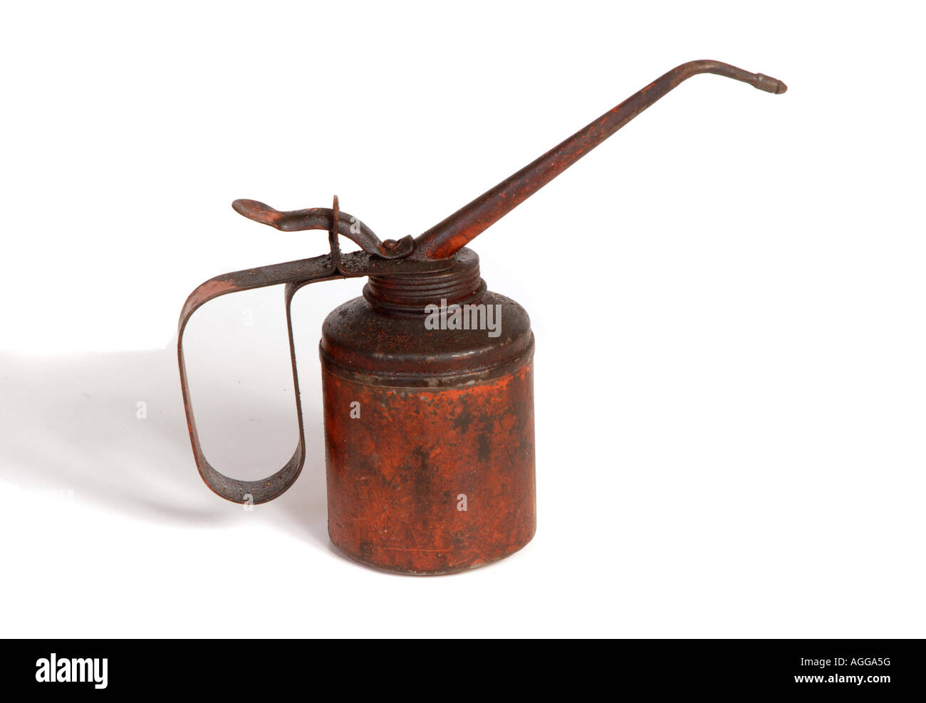 Old red oil can Stock Photo - Alamy