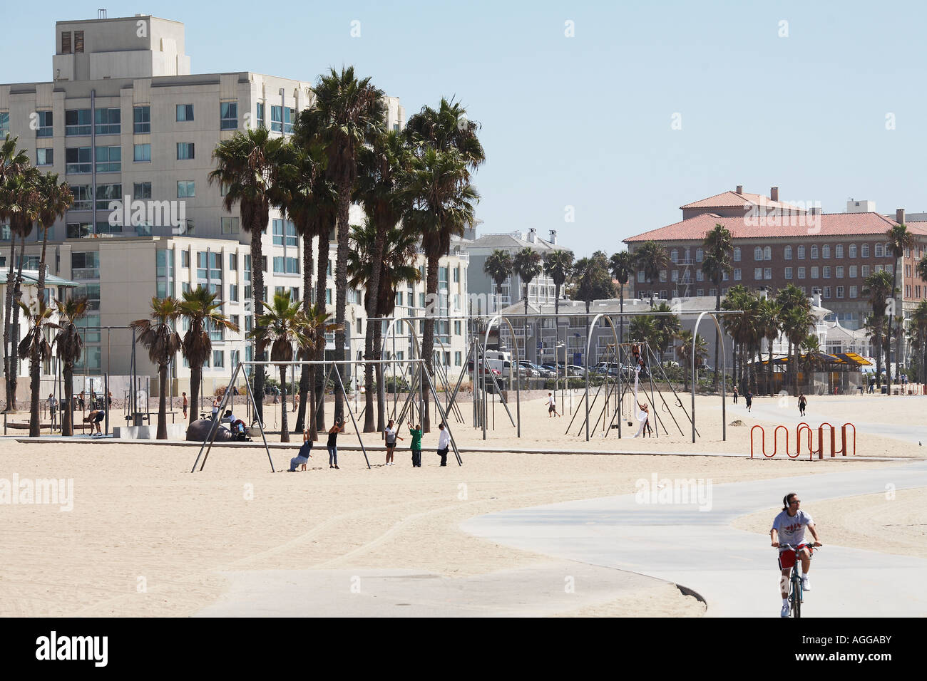 The Strand Bike Path with Runner Near Old Muscle Beach at Santa Monica ...