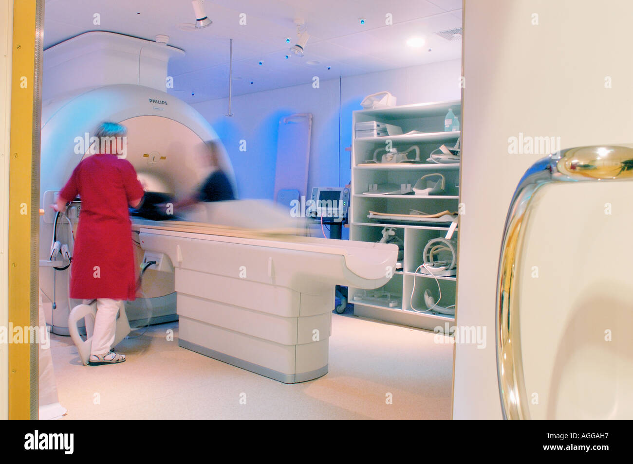 MRI (Magnetic Resonance Imaging) machine with patient, Sweden Stock ...