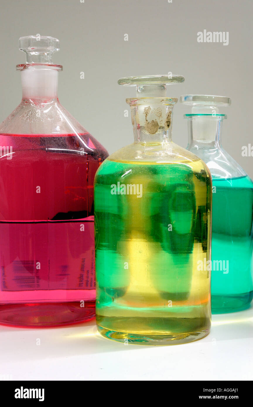 containers with chemical solutions in a forensic laboratory Stock Photo ...