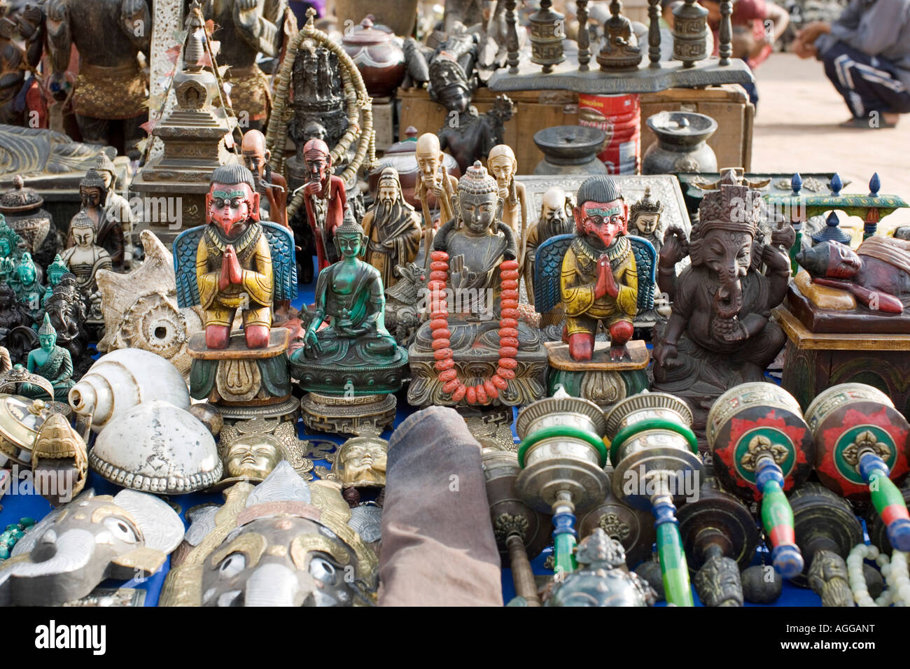 Ethnic Crafts for sale in Durbar square market, Kathmandu. Nepal Stock ...