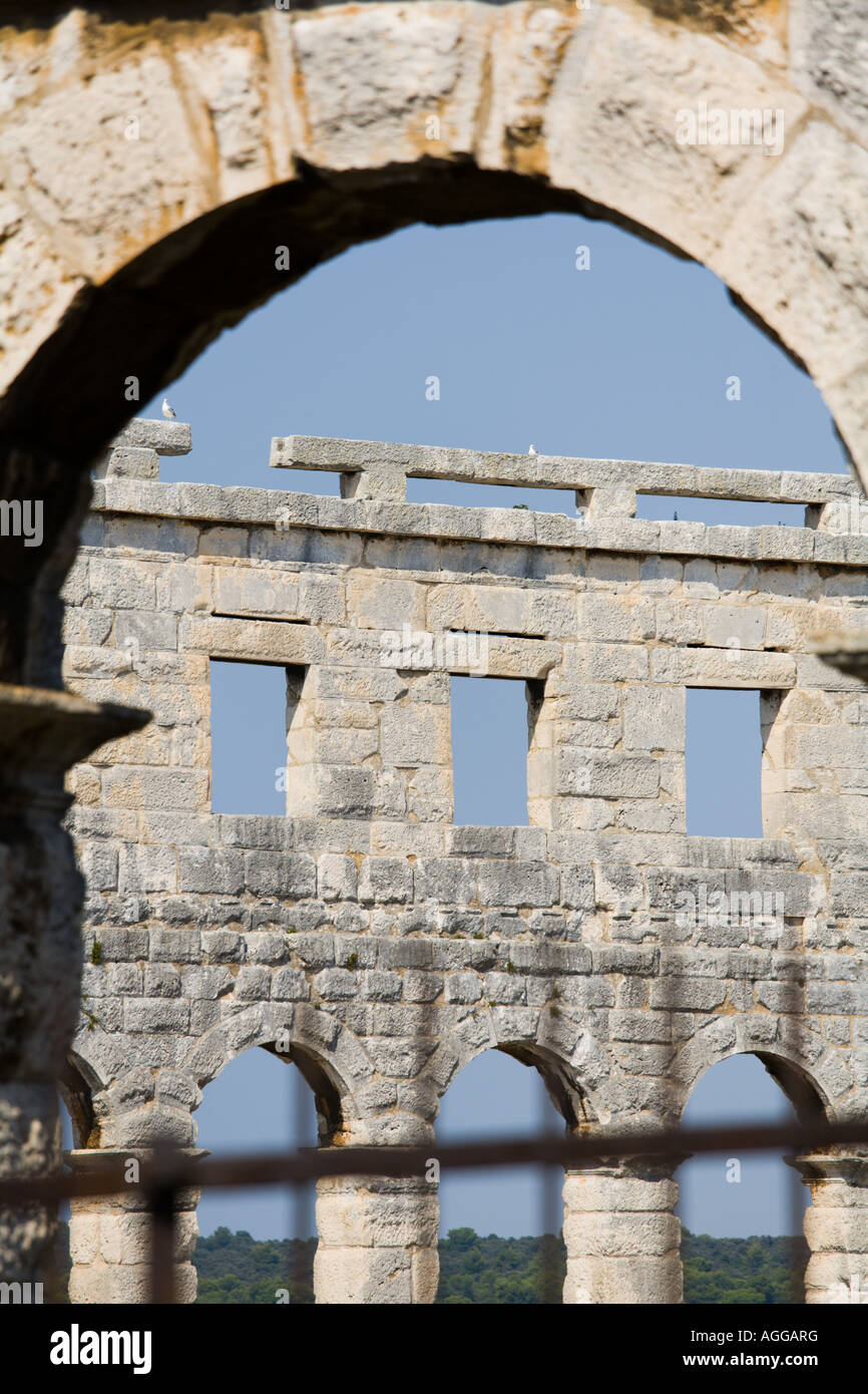 Pula amphitheater known as Arena, Croatia, background is sharp Stock ...