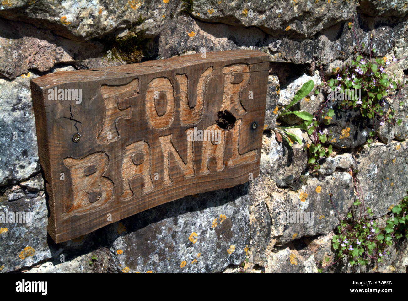 Four Banal sign Urval village Dordogne Stock Photo - Alamy