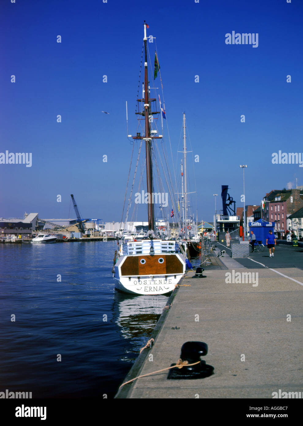harbour scene poole quay dorset england Stock Photo - Alamy