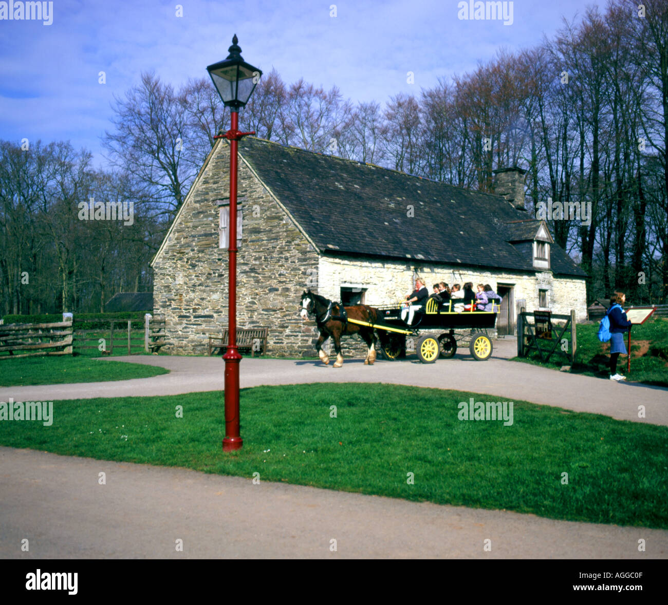 horse draw carriage and farm house st fagans museum of welsh life ...