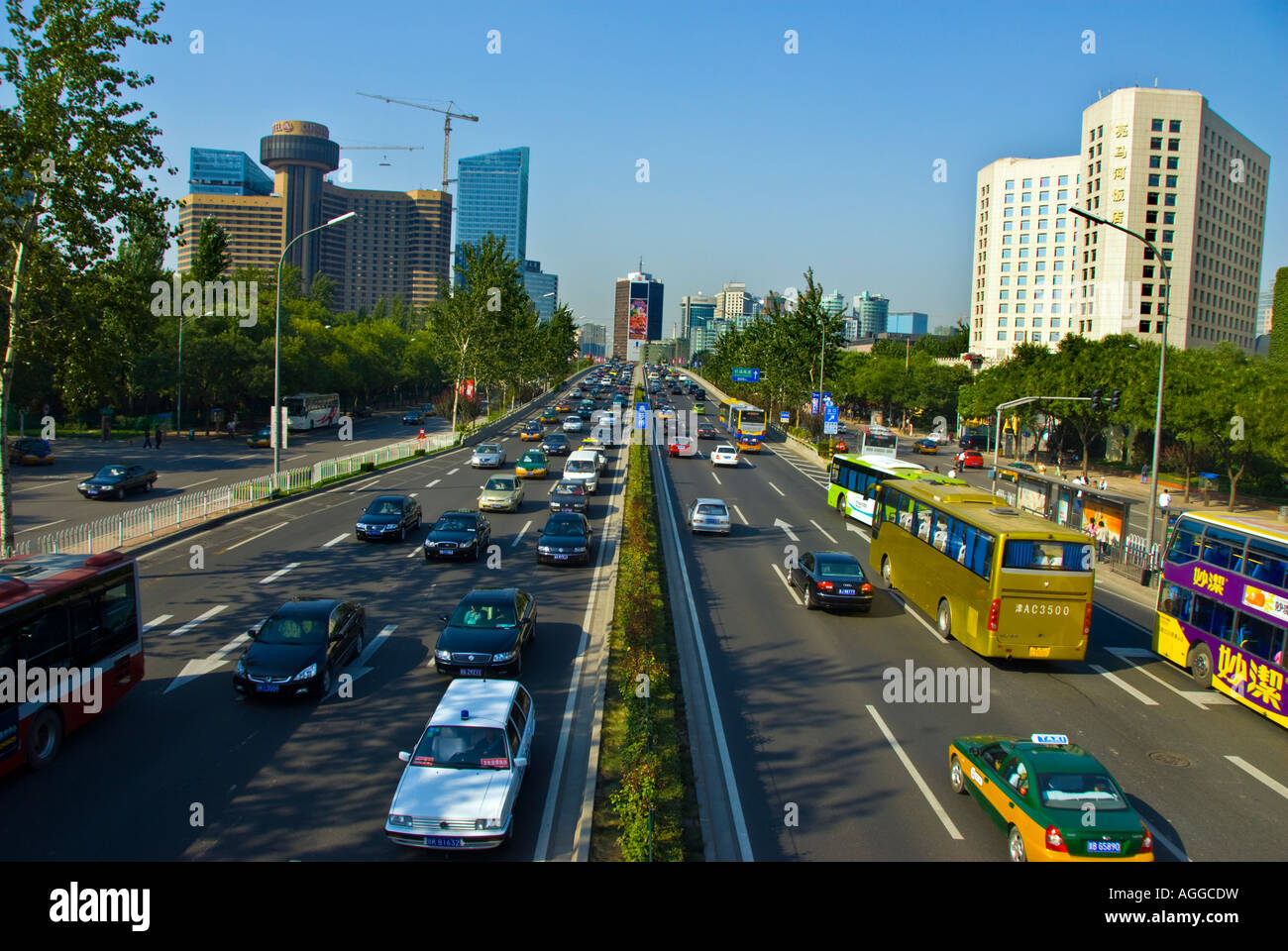 Beijing CHINA Highway Busy Street Scene "3rd RIng Road" Dongsanhuan ...