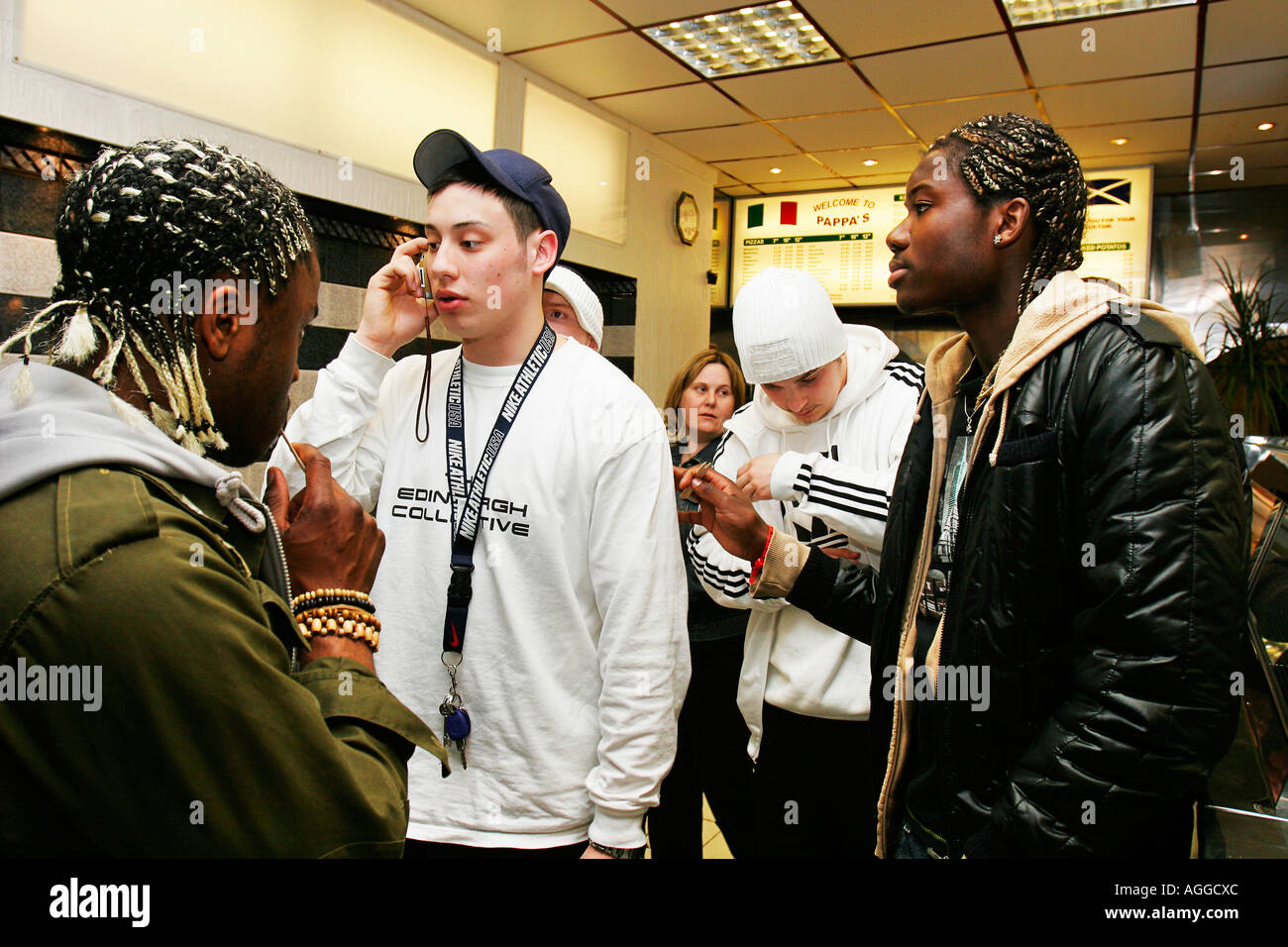 3Style and members of the Edinburgh Collective in fish and chip shop in ...