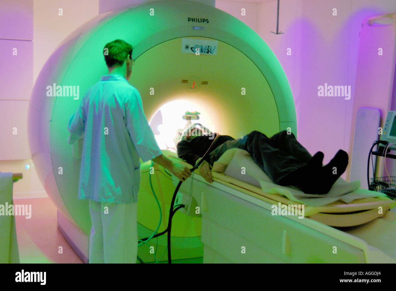 MRI-scanner with patient used for 3d analysis of body organs Stock ...
