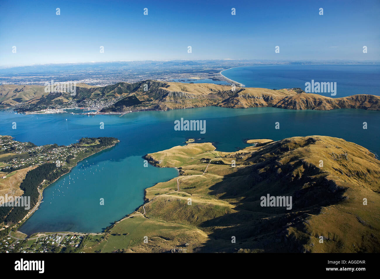 Purau Bay Lyttelton Harbour Canterbury South Island New Zealand aerial ...