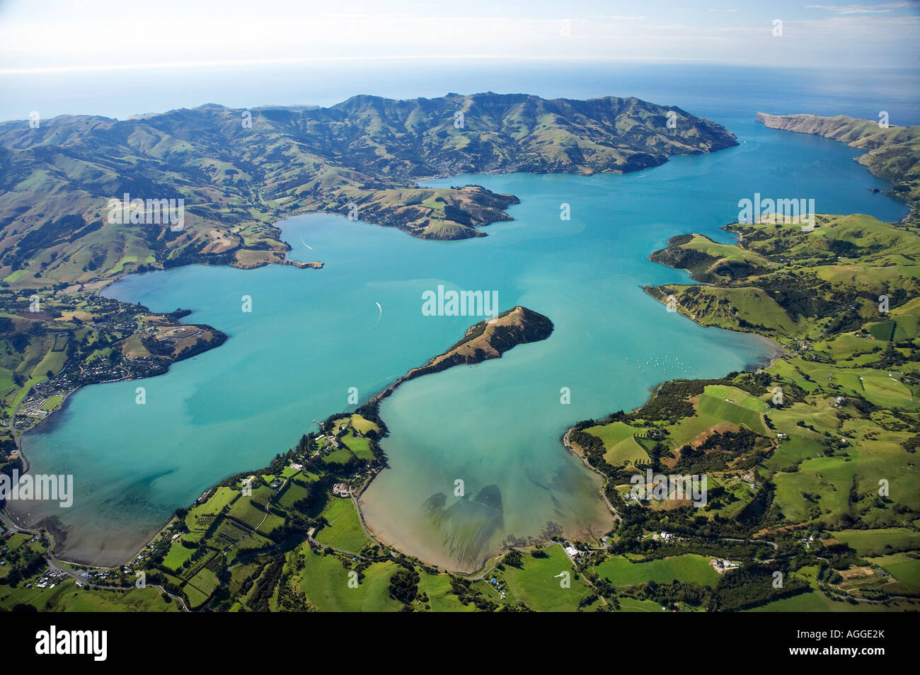 Akaroa Harbour Banks Peninsula Canterbury South Island New Zealand ...