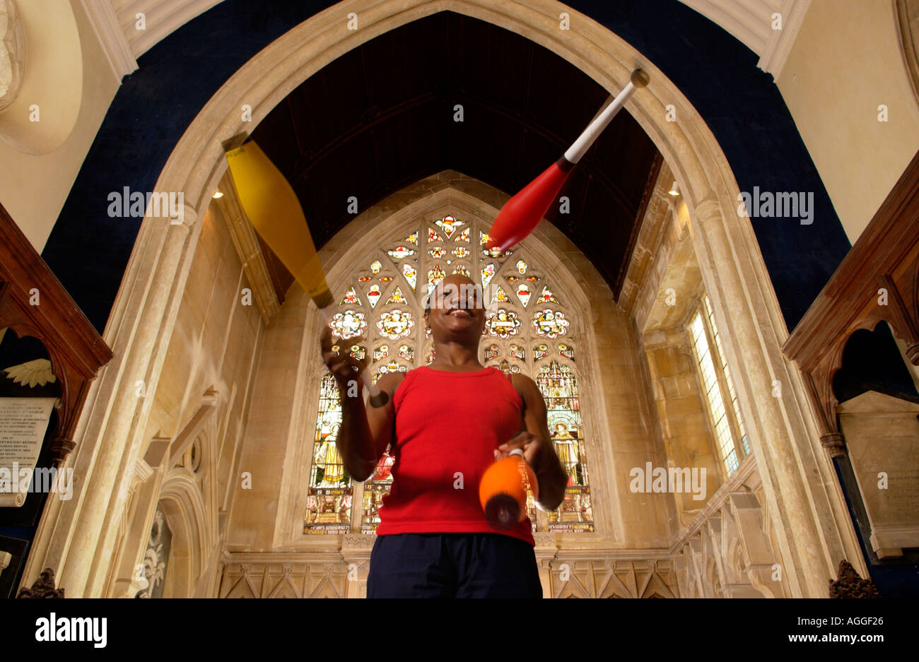 Performer juggling at Circomedia circus training school based in St ...