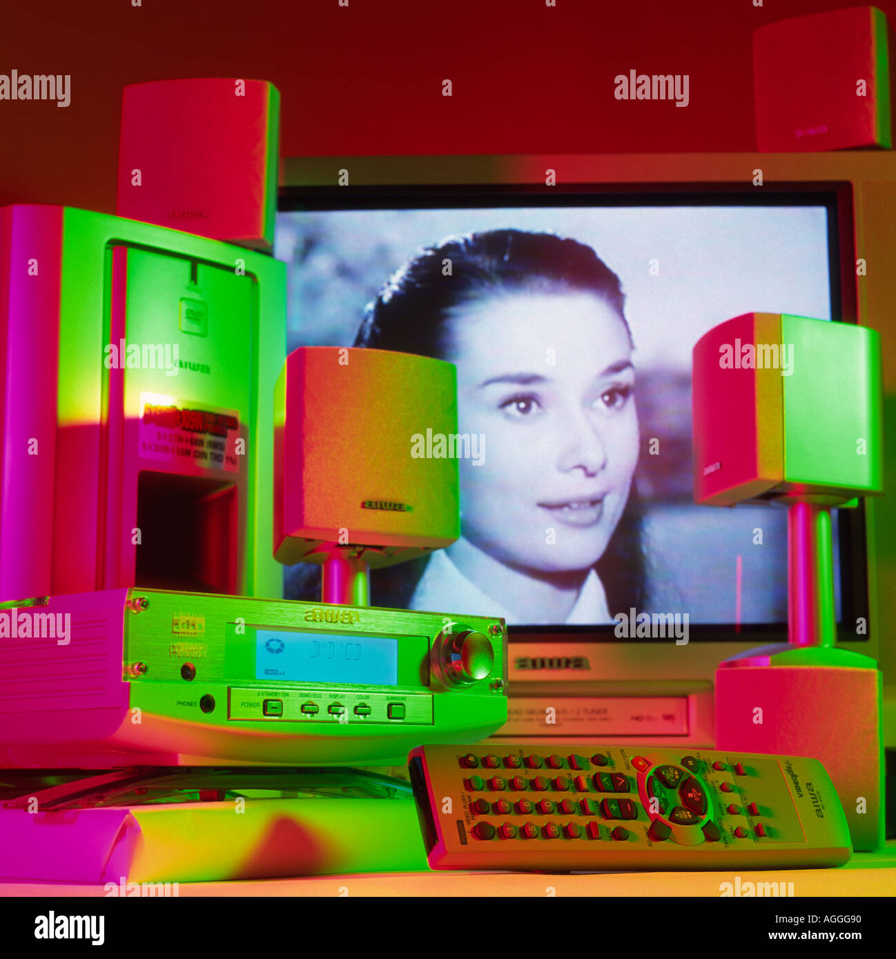 Aiwa stereo and home entertainment system with Audrey Hepburn black and ...