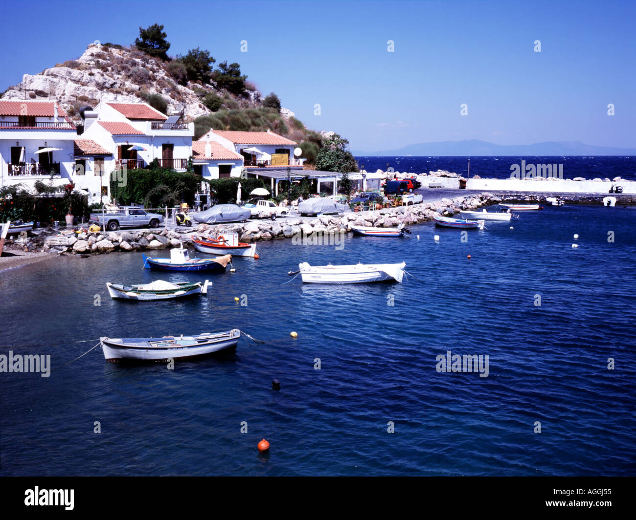 Greek Aegean Harbour Samos Stock Photo - Alamy