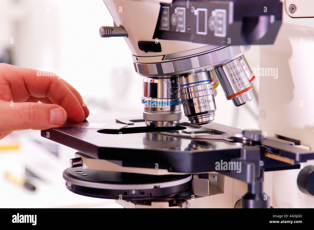 light microscope with sample Stock Photo - Alamy