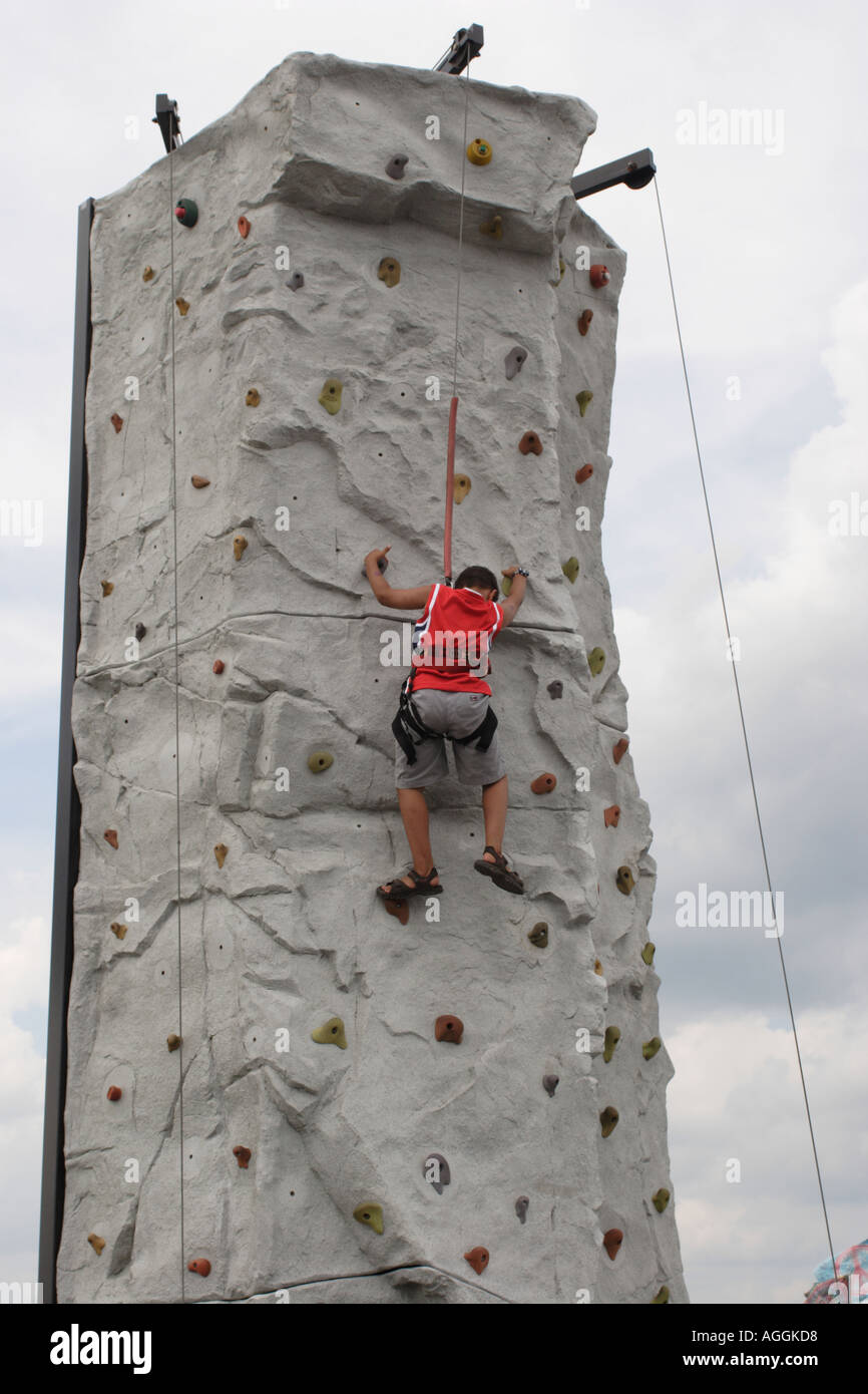 Child climbs portable rock wall at New Jersey Festival of Ballooning ...