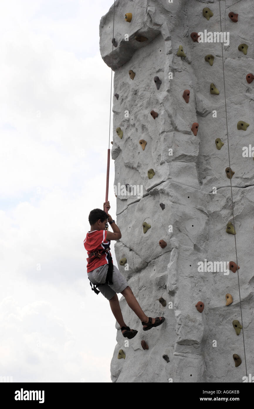 Child climbs portable rock wall at New Jersey Festival of Ballooning ...