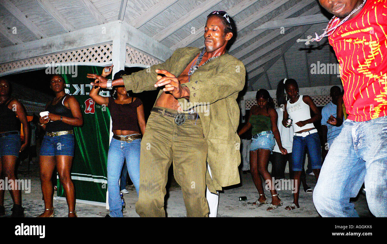 Dancer at Bikini Sundays Antigua Stock Photo - Alamy