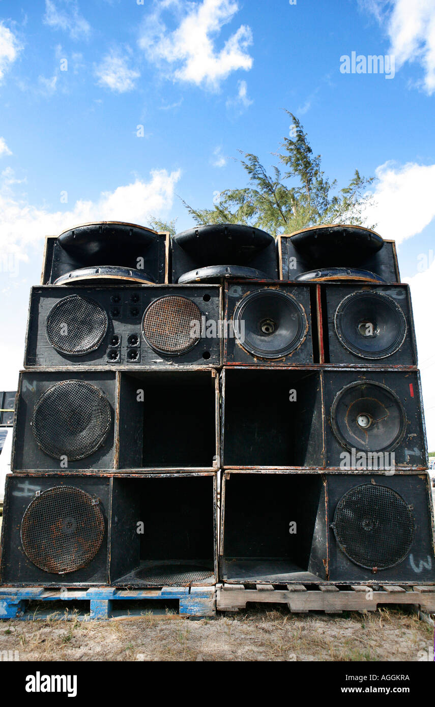 Large sound systems St James Fort Antigua Stock Photo - Alamy