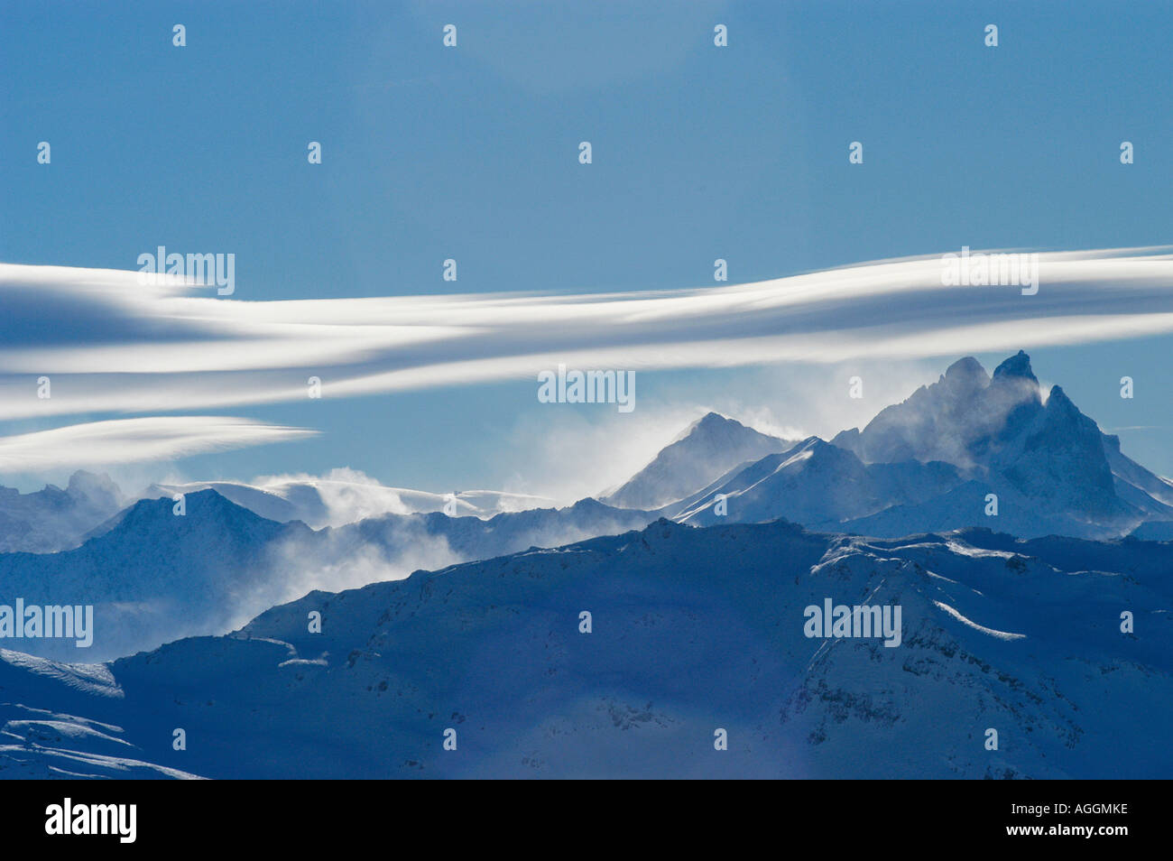 surreal cloud formation above mountain chain, Val Thorens, French Alps ...
