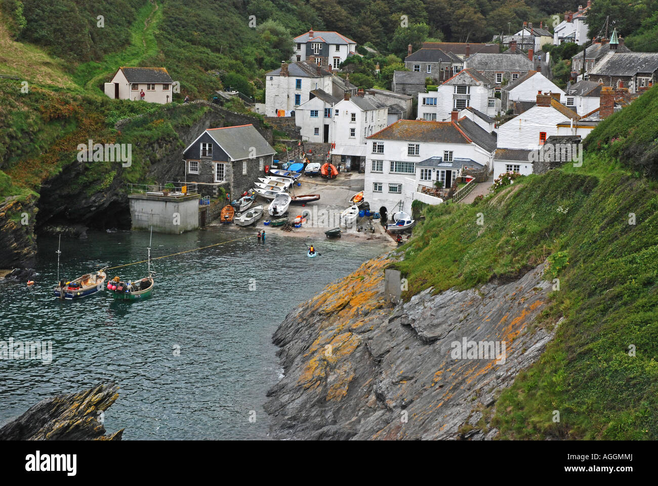 Portloe Cornwall England view from above Stock Photo - Alamy