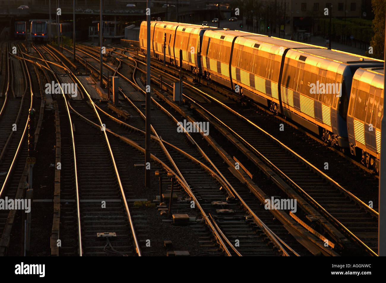 commuter train and railroad tracks, Stockholm, Sweden Stock Photo - Alamy