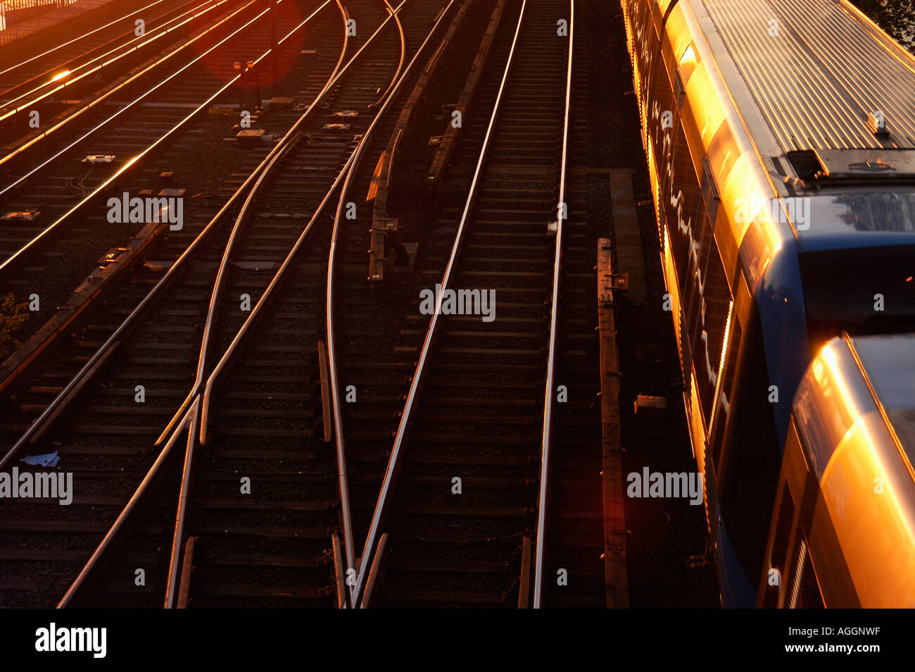 commuter train and railroad tracks, Stockholm, Sweden Stock Photo - Alamy