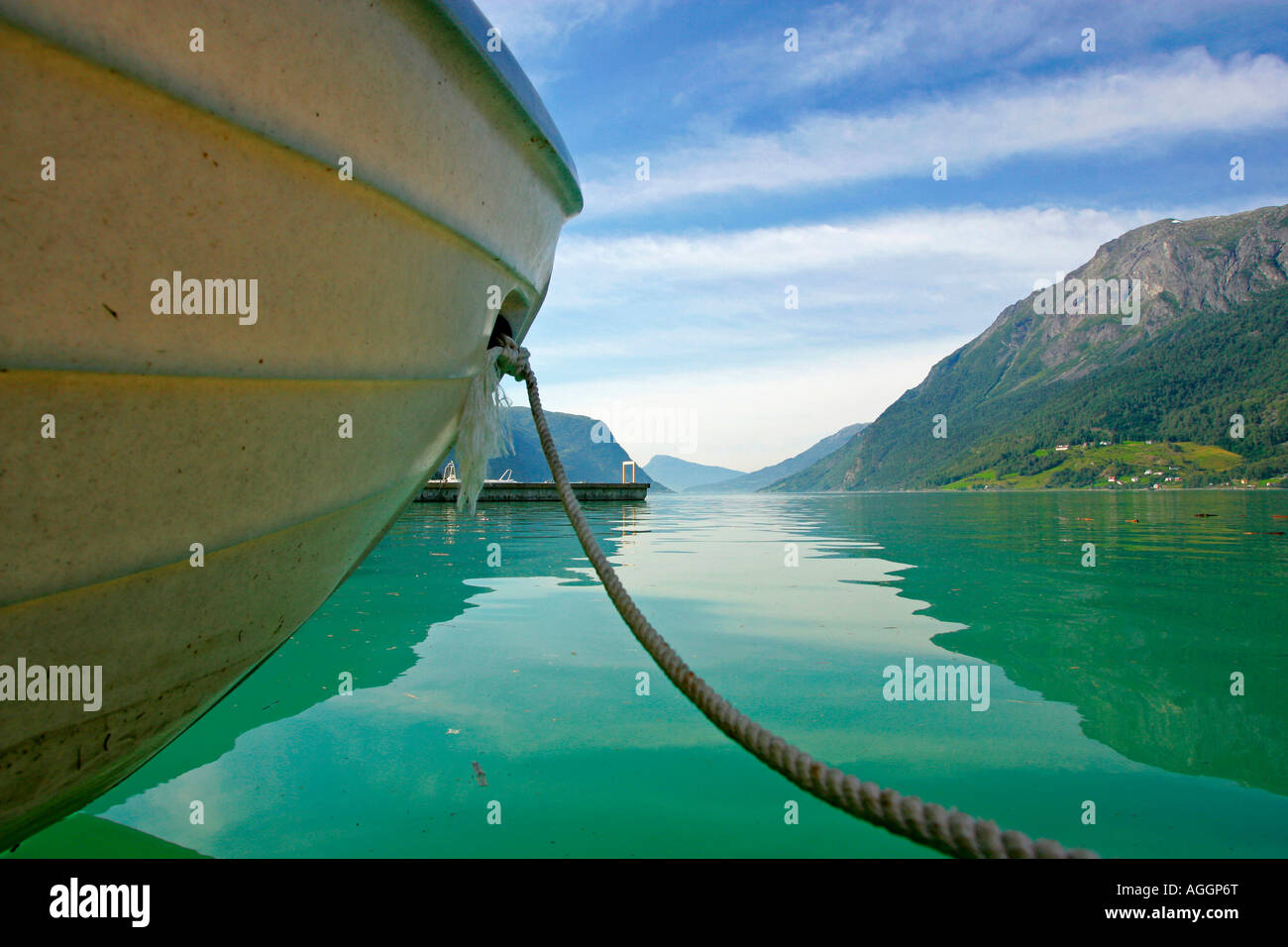 A rowing boat on the Sognefjord, Skjolden, Norway Stock Photo - Alamy
