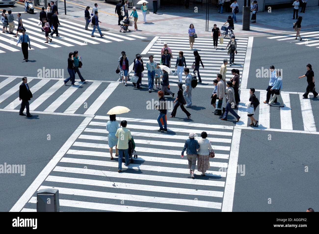 busy crosswalk at intersection, Ginza, Tokyo, Japan Stock Photo - Alamy