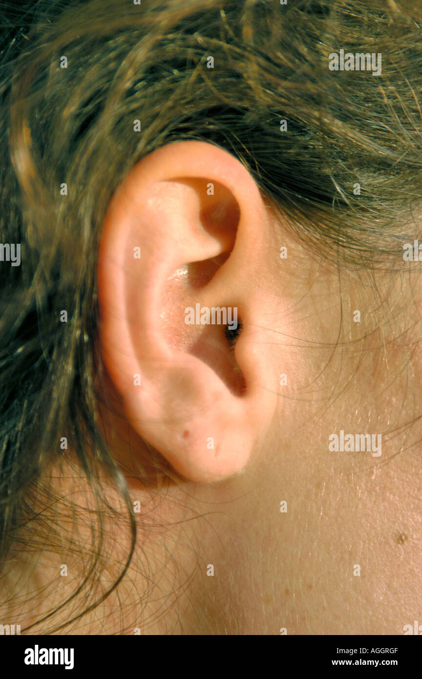 ear with missing earring Stock Photo - Alamy