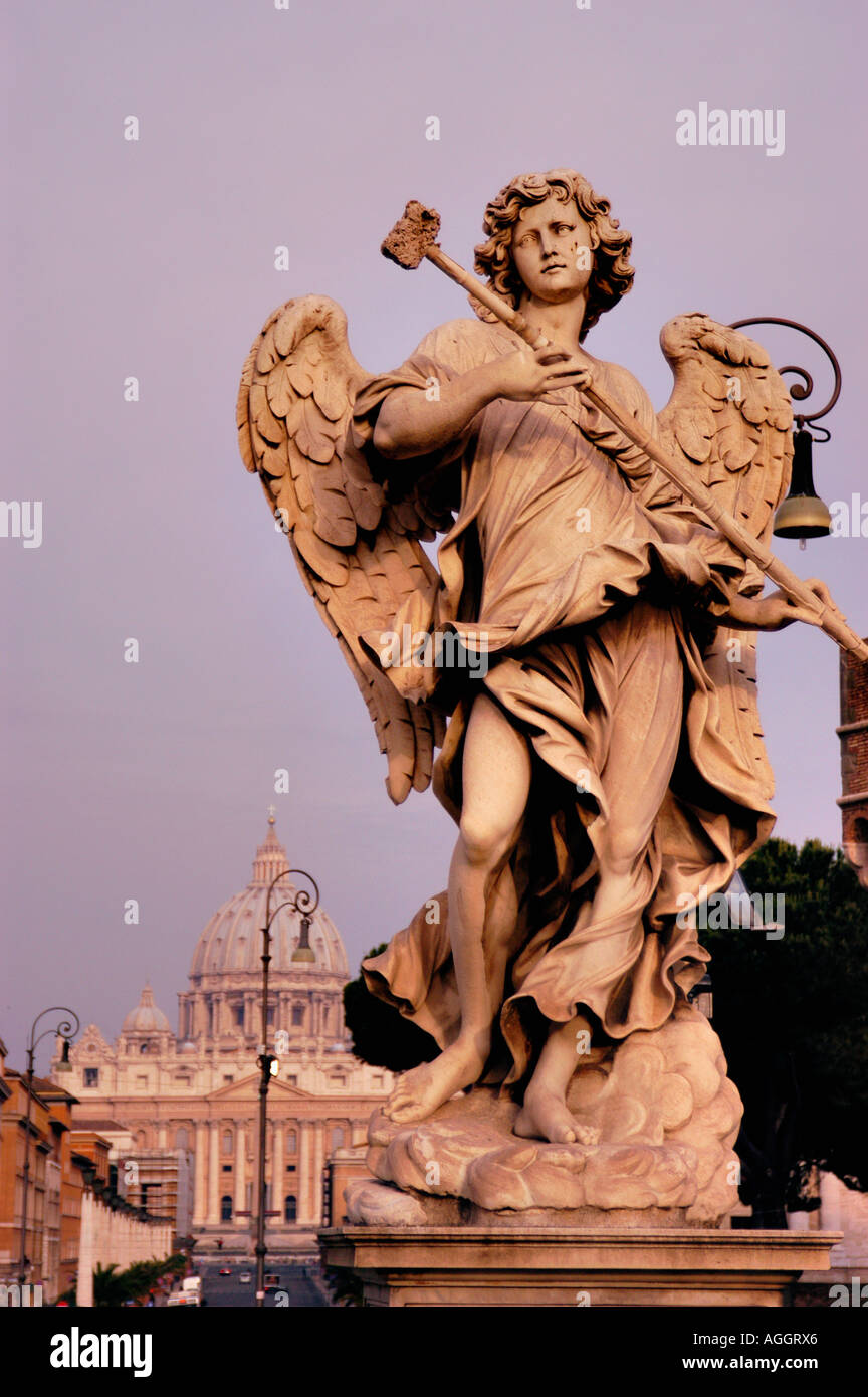 statue of angel on Ponte St. Angelo, St. Peter´s Cathedral in the ...