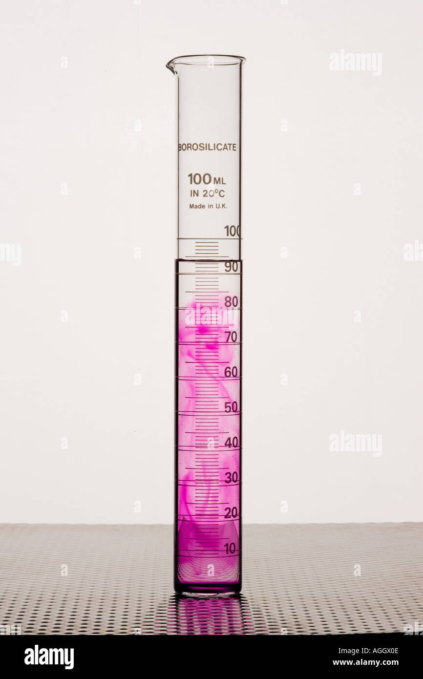 A measuring cylinder with a dye diffusing through water Stock Photo - Alamy