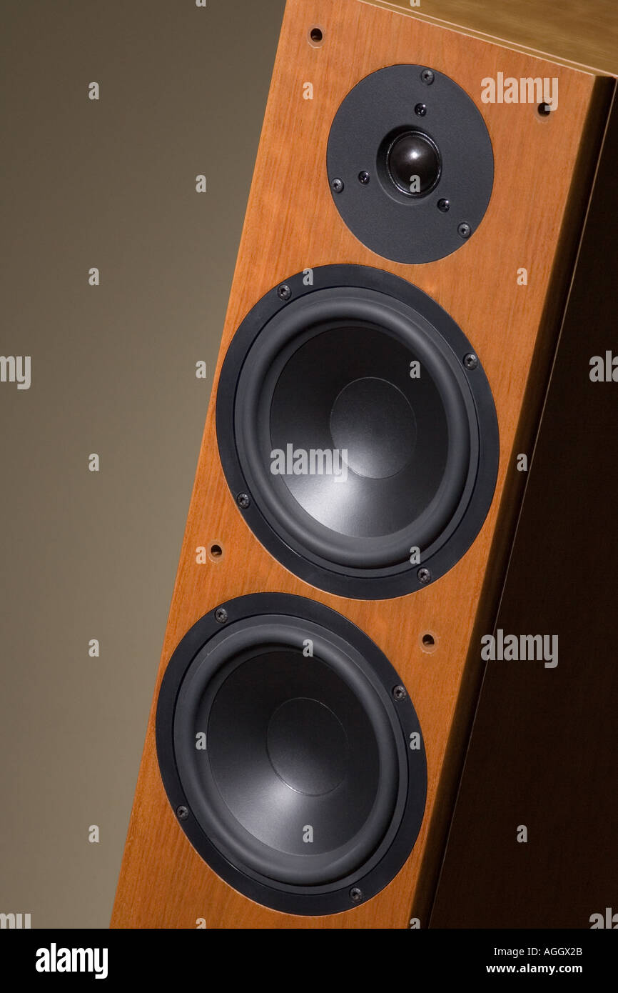 hi fi speaker with front grill removed showing the separate drive units ...