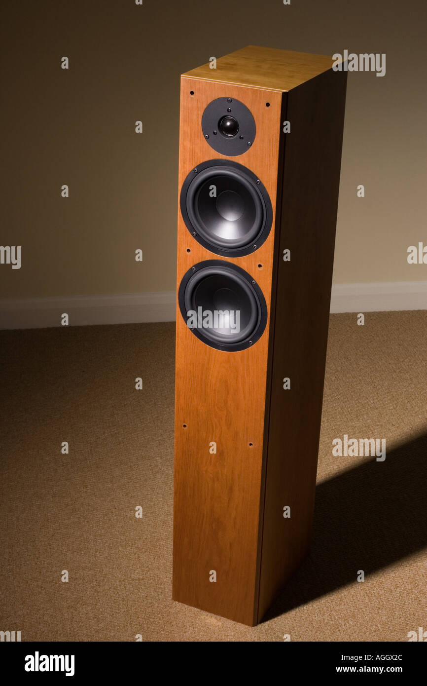 hi fi speaker with front grill removed showing the separate drive units ...