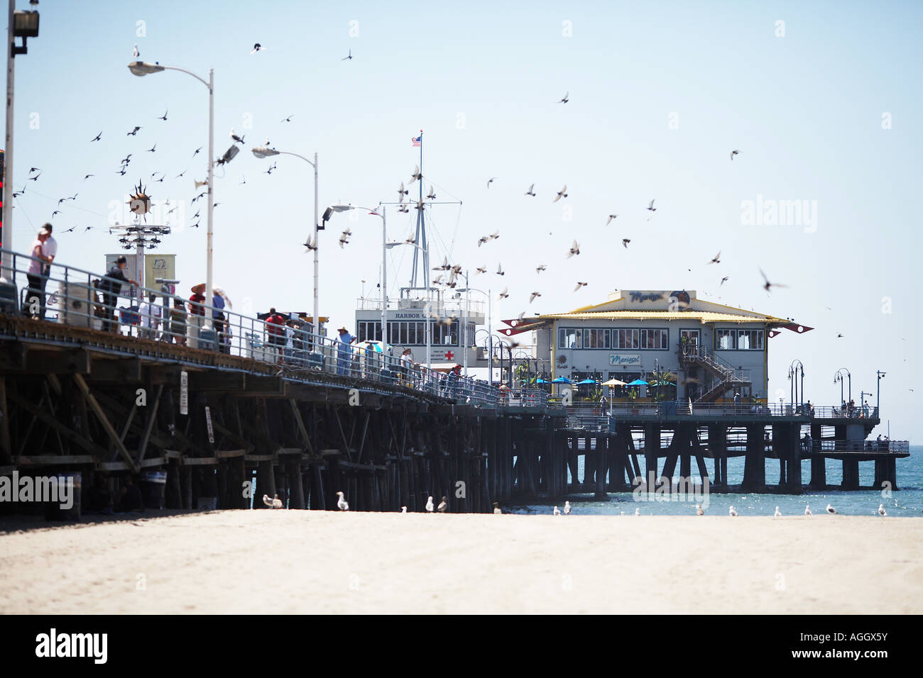 Wide View of Famous Pier at Santa Monica Pier, West Los Angeles ...
