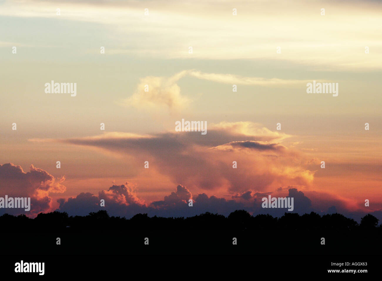 rising clouds leading to the classic anvil shaped thunderstorm ...