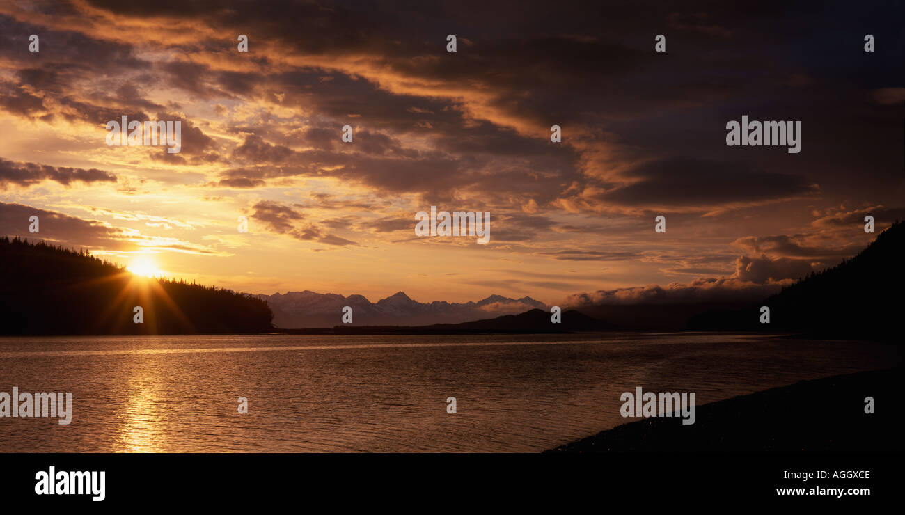 Alaska Inside Passage Chilkat State Park Setting midnight sun lights ...